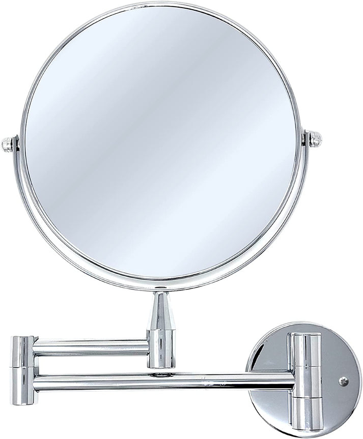 Extendable Swivel Arm Wall Mounted Mirror, 7X Magnification Chrome Fin ...